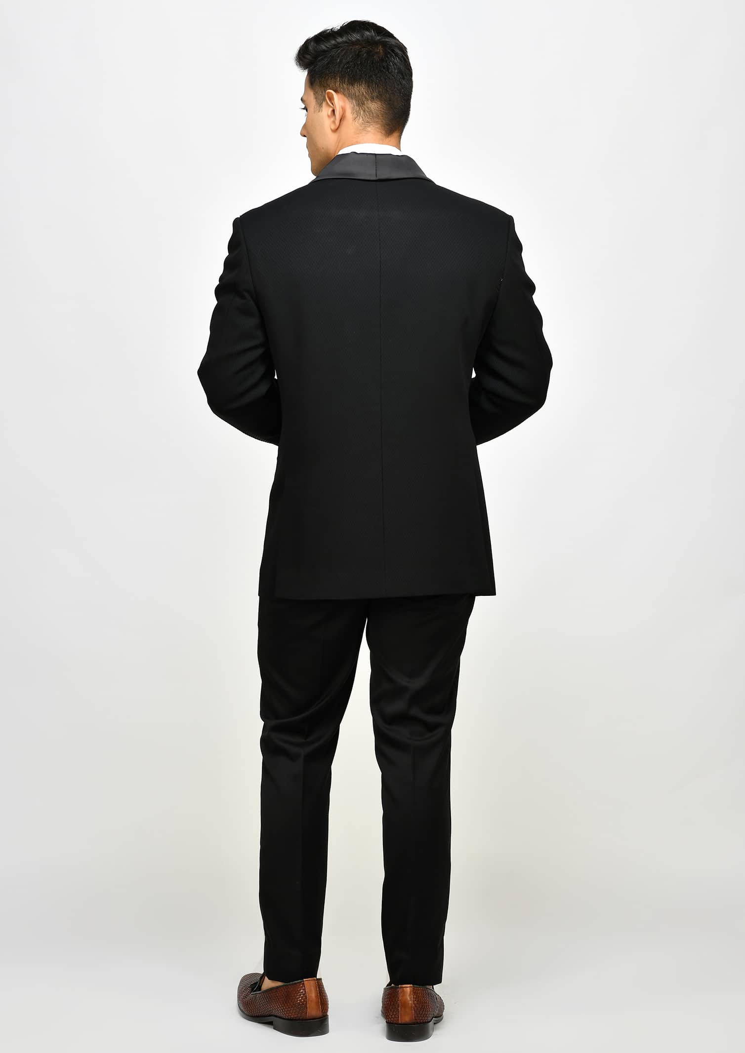 Black Floral Embroidered Dinner Jacket - GetEthnic