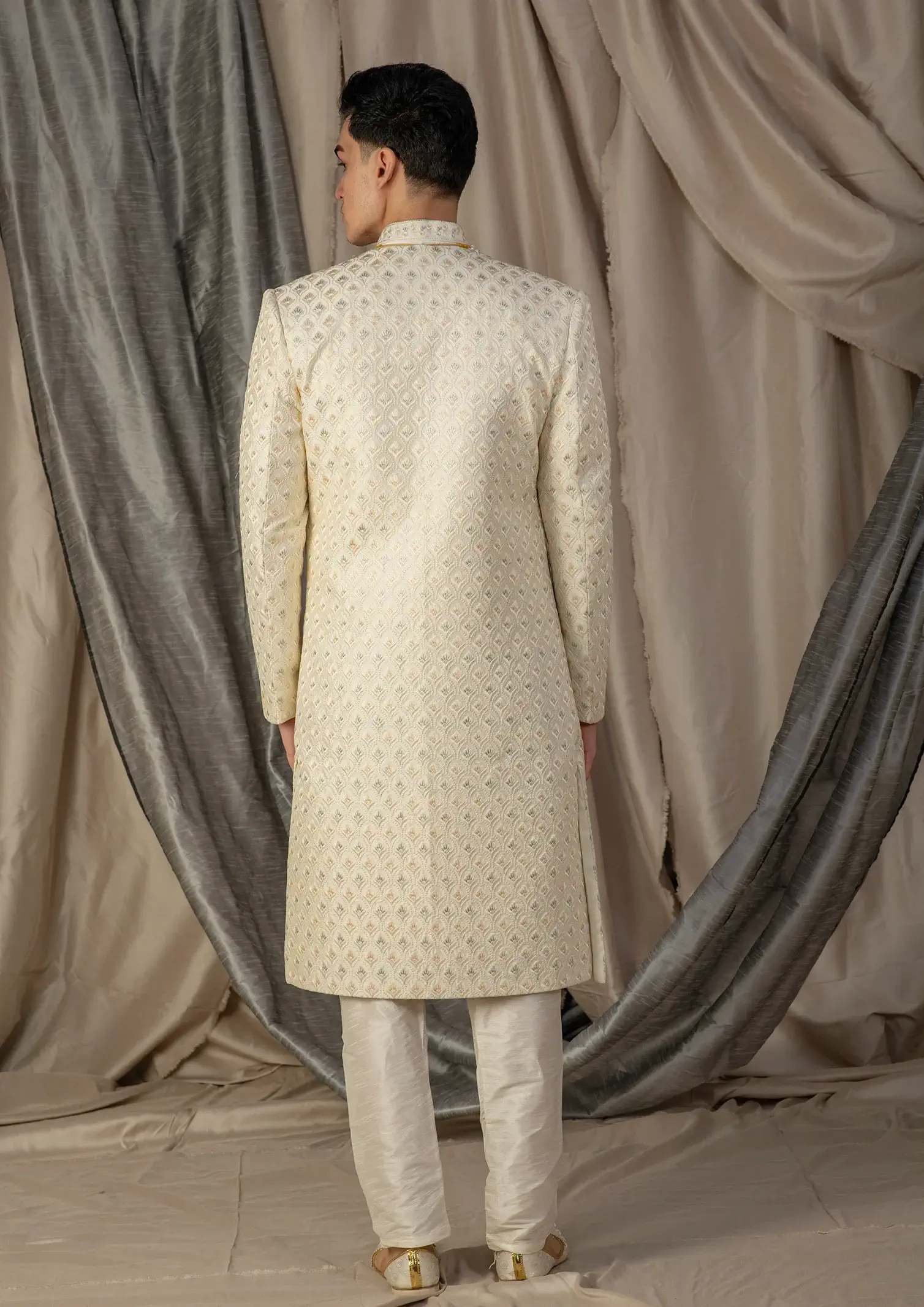 Exquisite Cream Sherwani Set - GetEthnic